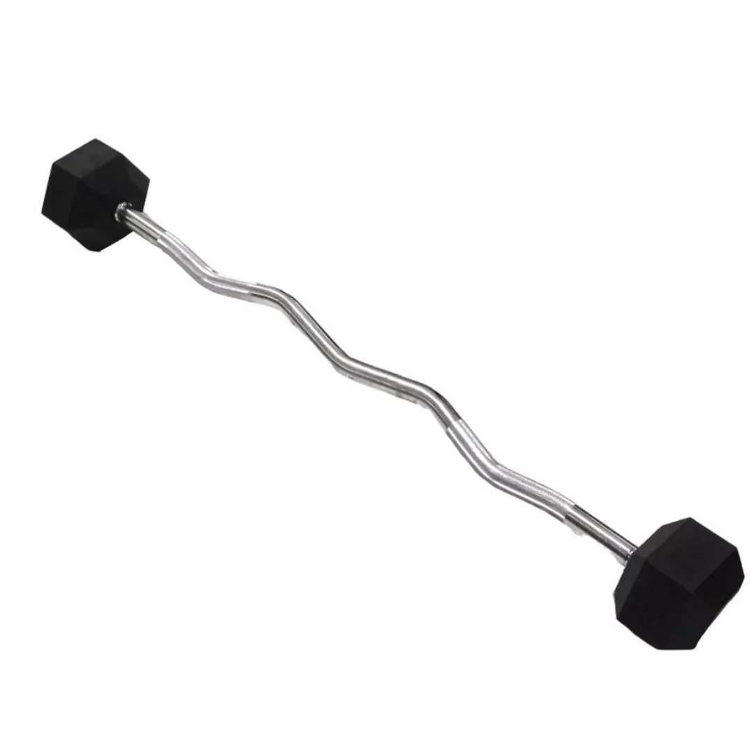 50KG Rubber Hex Barbell Set | Curved Bar | Buy Now – XFITNESS